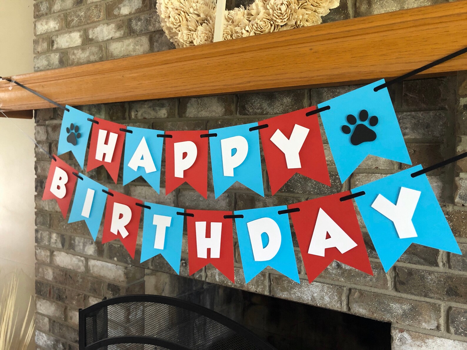 Paw Print Birthday Banner Dog Themed Party Puppy Happy | Etsy