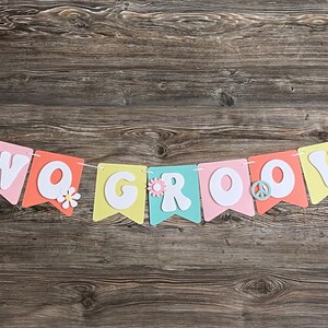 Hippie Birthday Banner Daisy Party Theme Two Groovy Psychedelic ...