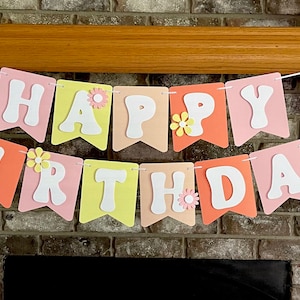 Groovy Happy Birthday Banner Retro 70s Party Theme Two Groovy ...