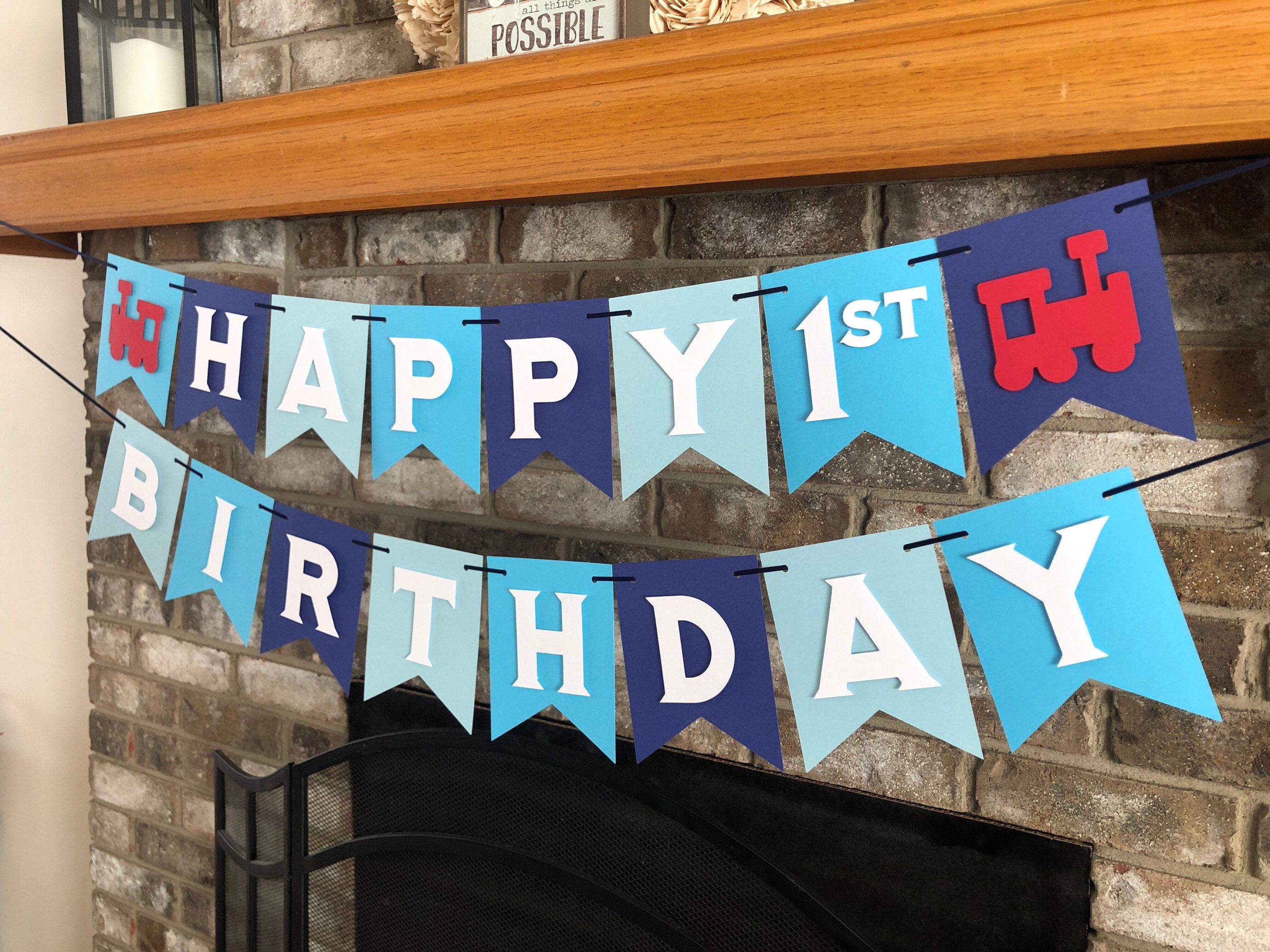 Train Birthday Banner Transportation Theme All Aboard | Etsy
