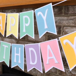 Rainbow Birthday Banner, Pastel Themed Party, Easter Decorations - Etsy