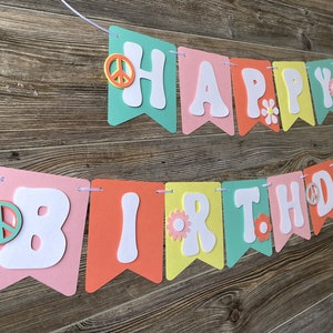 Hippie Birthday Banner Daisy Party Theme Two Groovy Psychedelic ...