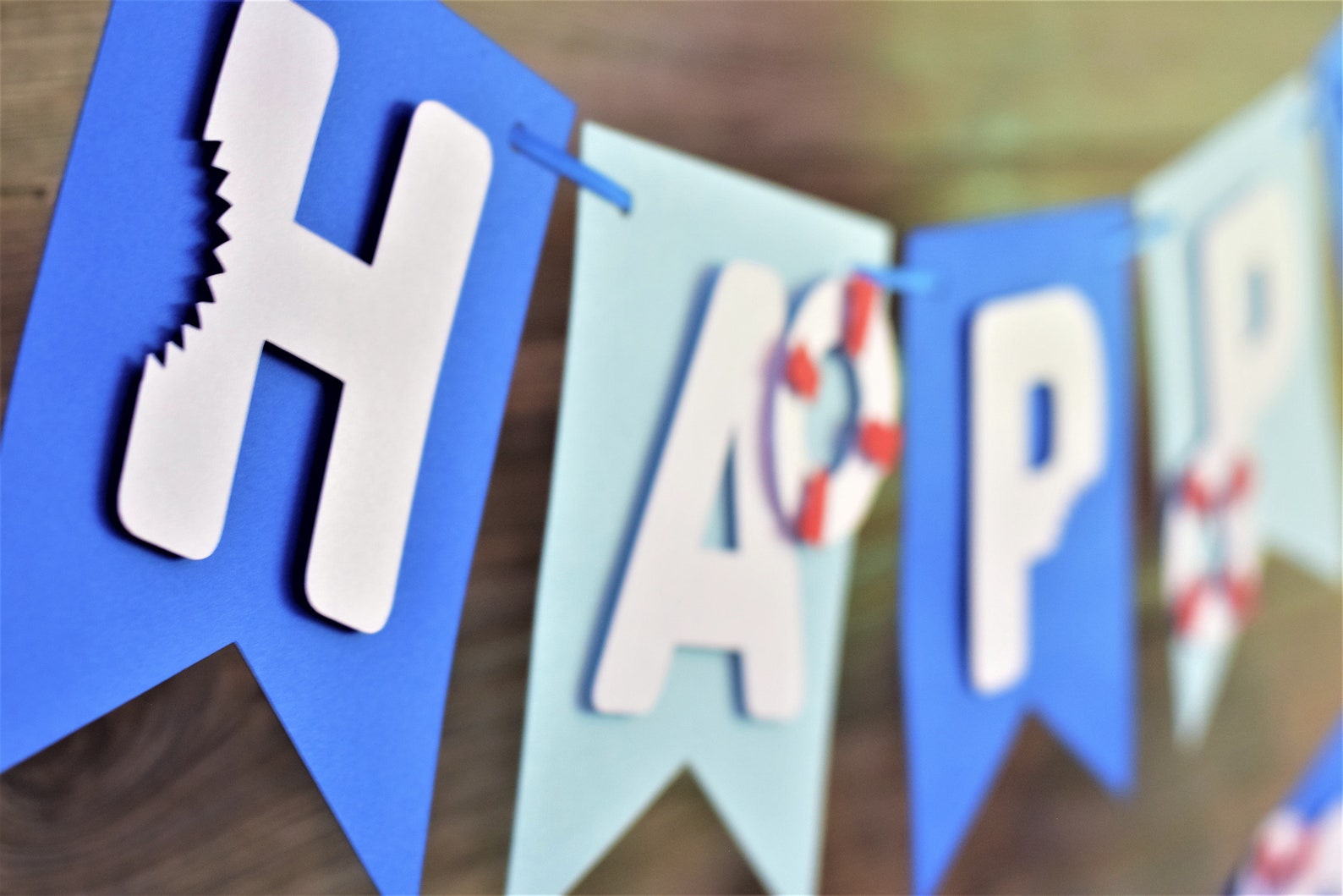 Nautical Shark Bite Banner Aquatic Happy Birthday Party - Etsy