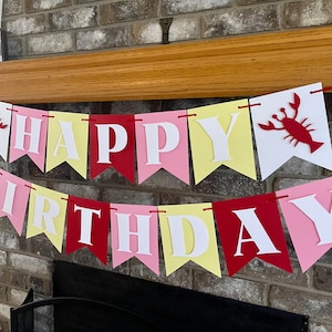 Crawfish Happy Birthday Banner, Summer Seafood Boil Party, Lets Get ...