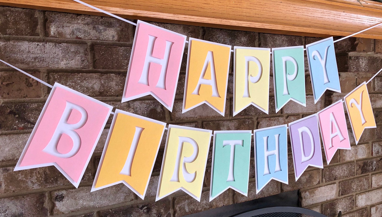 Rainbow Birthday Banner Pastel Themed Party First Birthday | Etsy