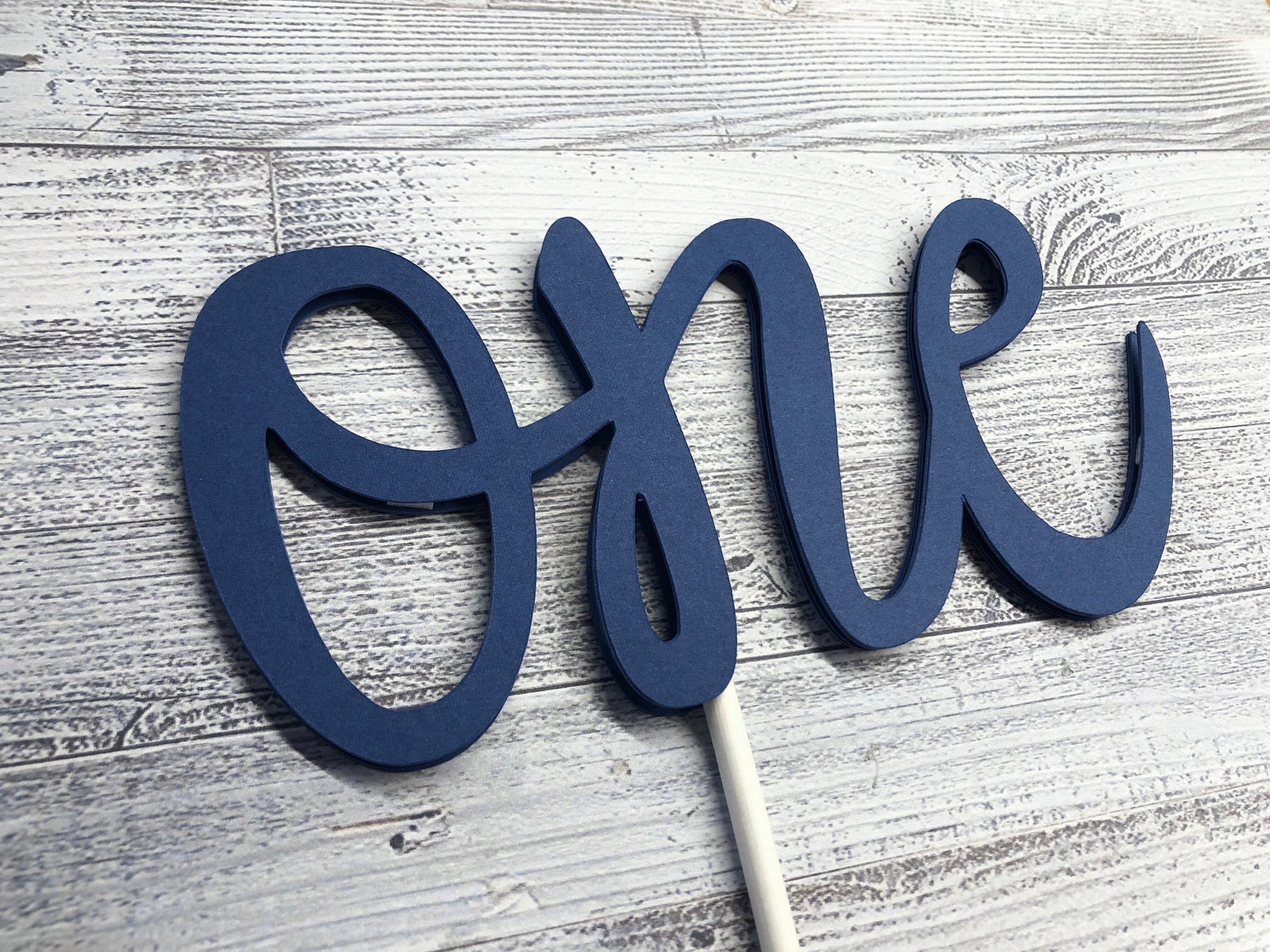 One Cake Topper, Blue First Birthday Decoration, Happy 1st Birthday ...