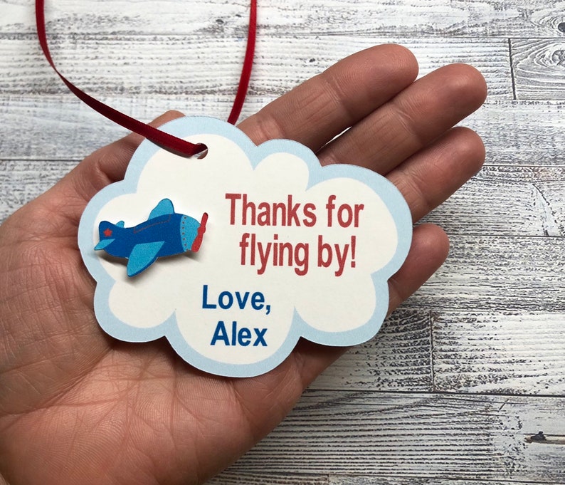 Airplane Birthday Treat Tags Personalized Airplane Thank You - Etsy