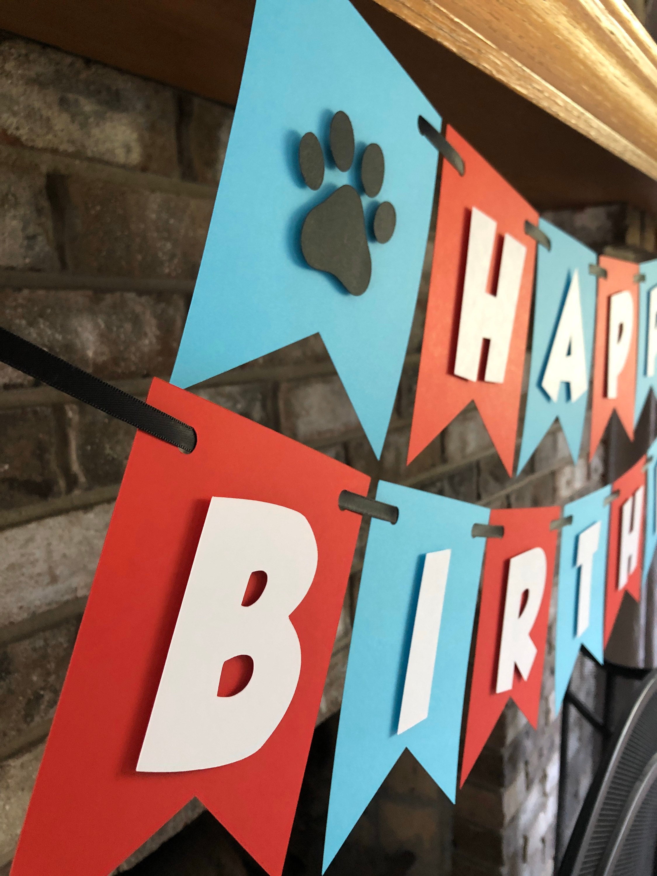 Paw Print Birthday Banner Dog Themed Party Puppy Happy - Etsy