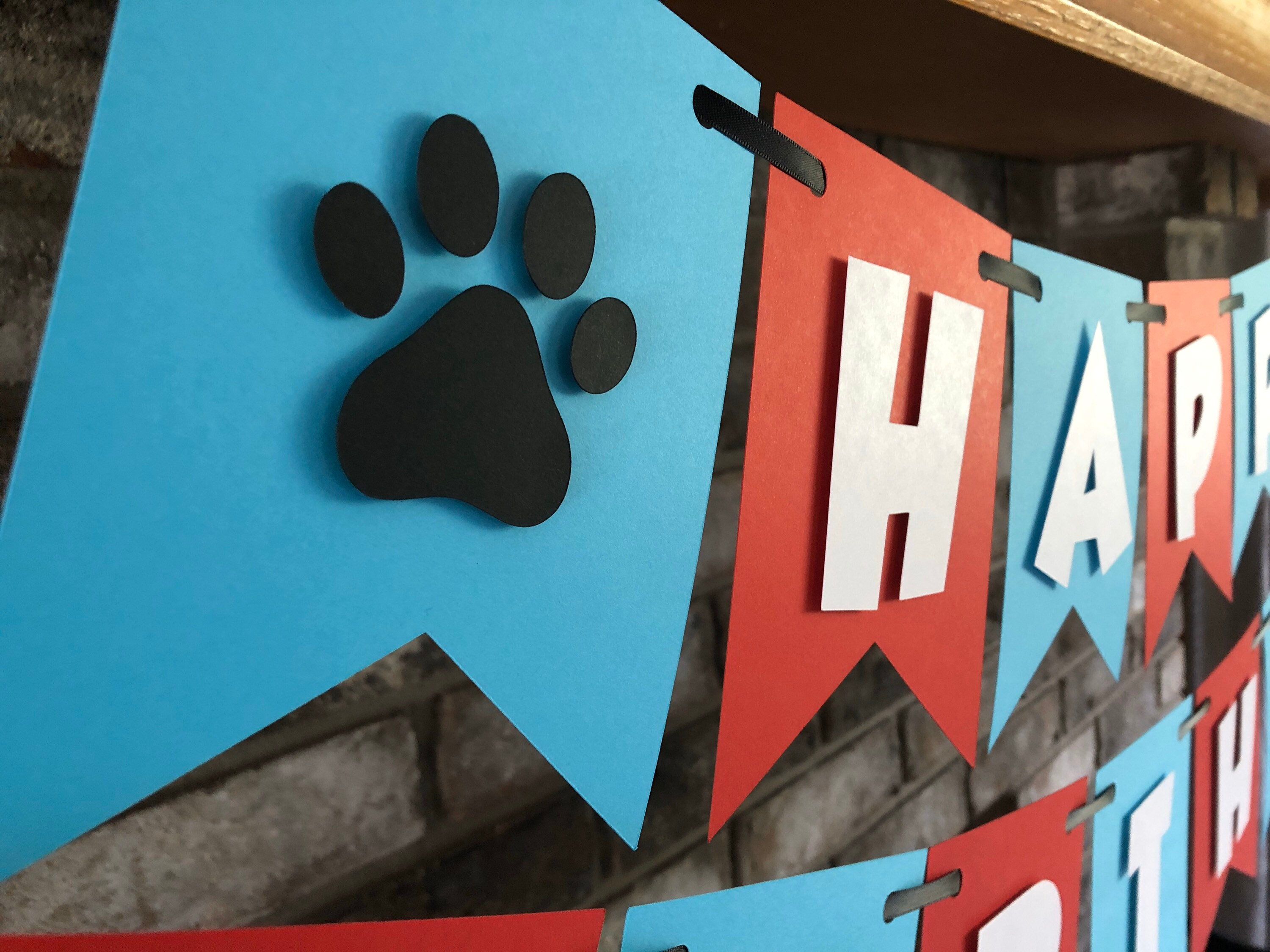 Paw Print Birthday Banner Dog Themed Party Puppy Happy - Etsy
