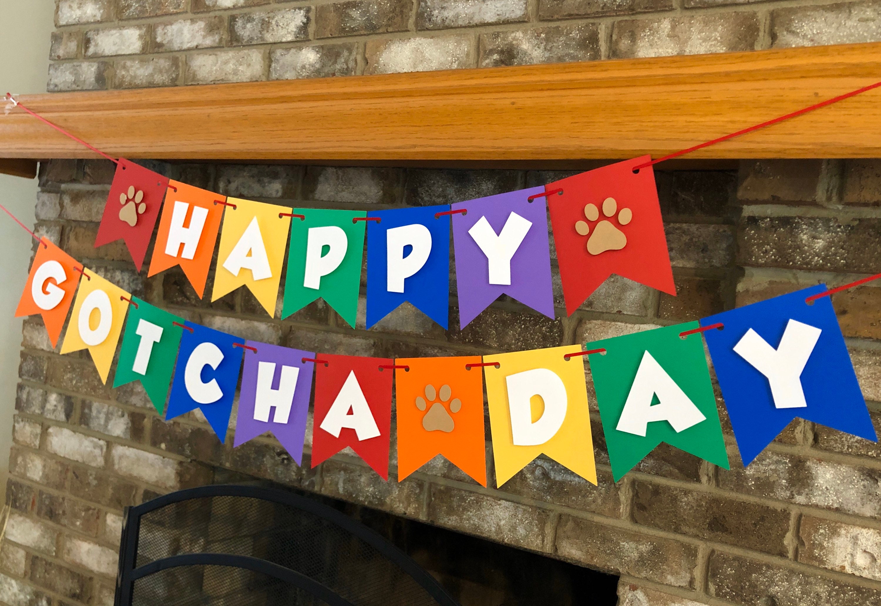 Happy Gotcha Day Dog Banner Puppy Party Rainbow Adoption - Etsy