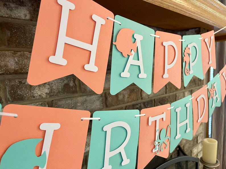 Ocean Themed Birthday Banner Underwater Sea Theme Girls | Etsy