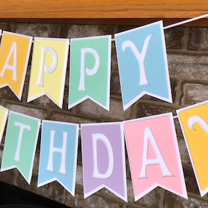 Rainbow Birthday Banner, Pastel Themed Party, Easter Decorations - Etsy