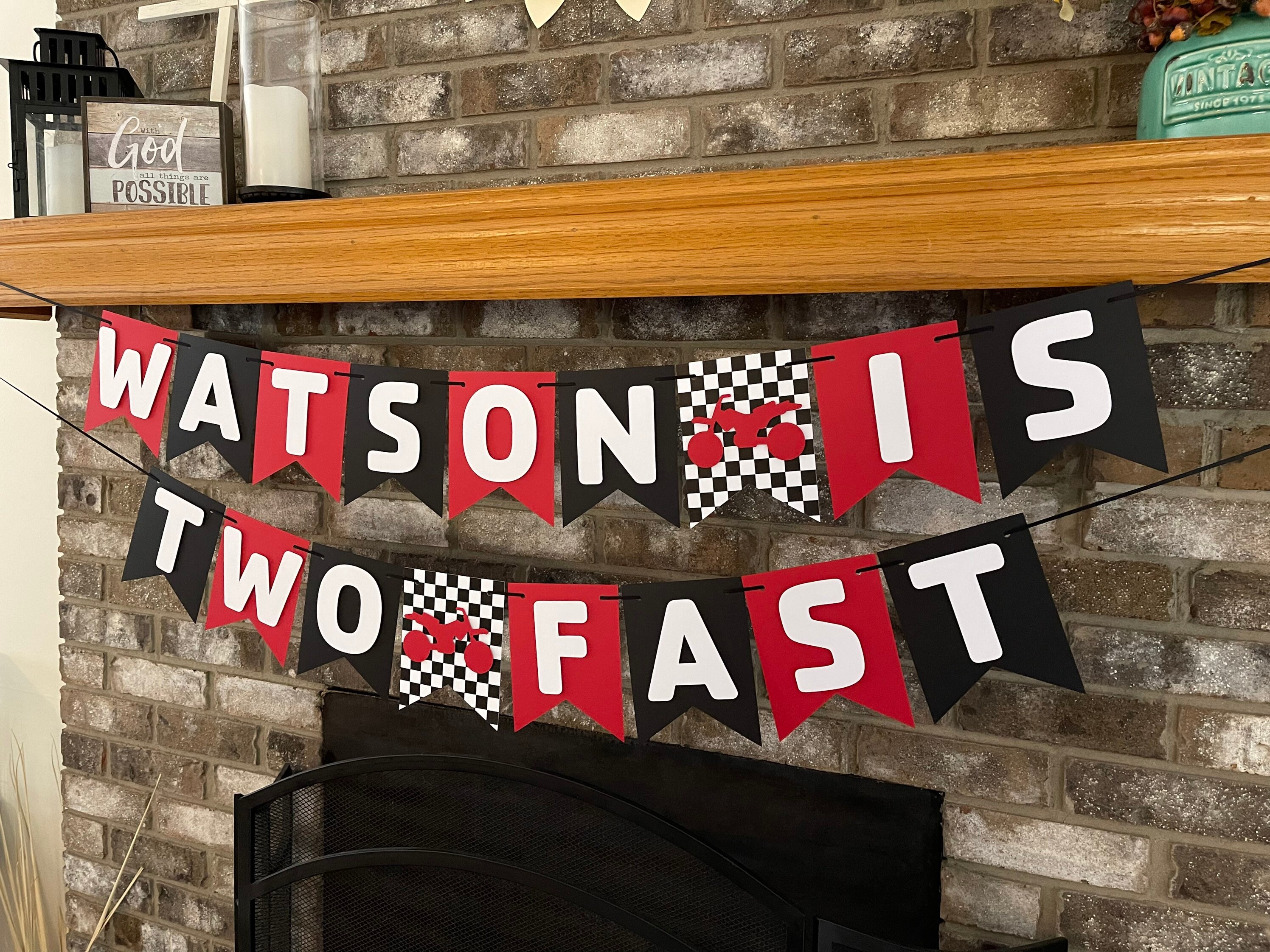 Dirtbike Two Fast Birthday Banner Motorcycle Party Theme | Etsy