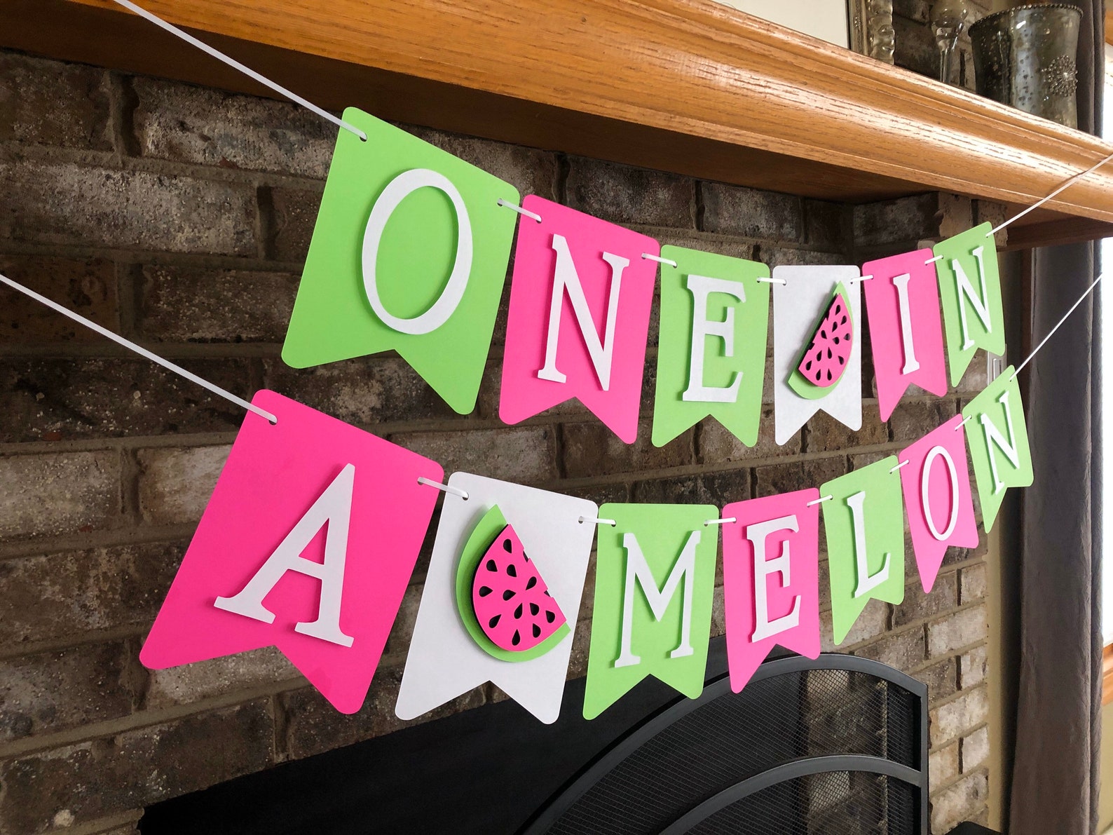 One in A Melon Banner Watermelon Birthday Party Happy | Etsy
