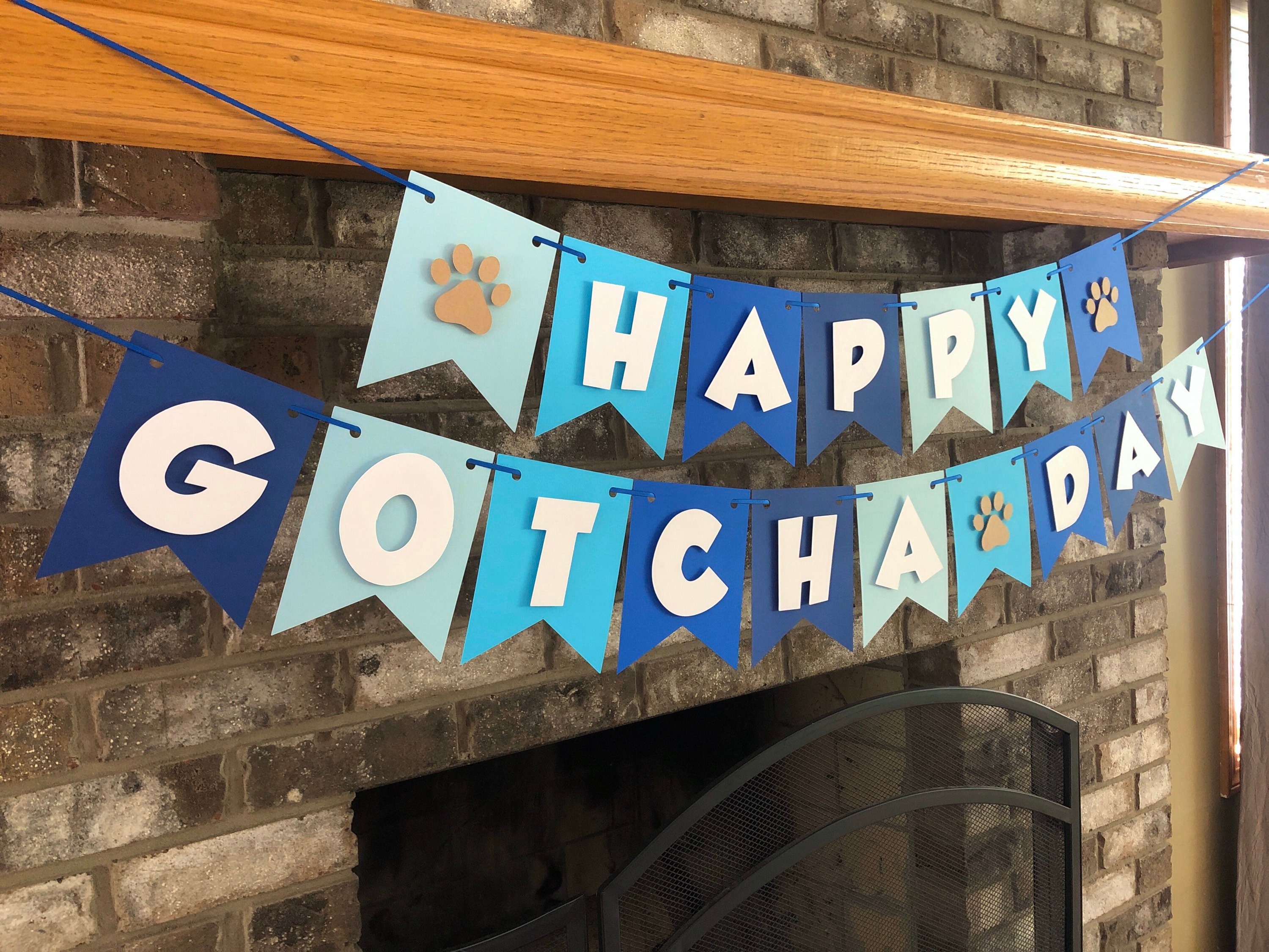 Dog Happy Gotcha Day Blue Birthday Banner Adoption - Etsy