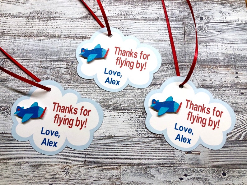 Airplane Birthday Treat Tags Personalized Airplane Thank You - Etsy