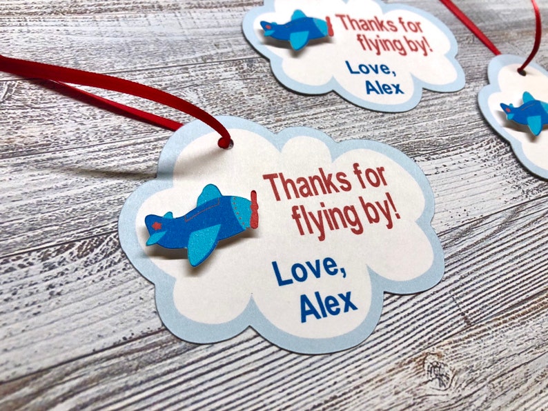 Airplane Birthday Treat Tags Personalized Airplane Thank You - Etsy