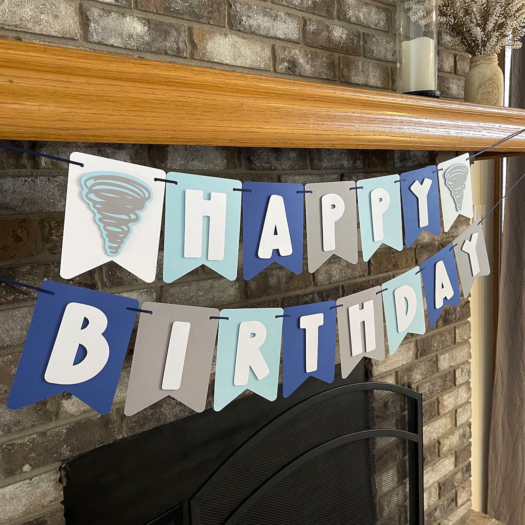 Tornado Happy Birthday Banner, Twonado Theme, Fournado Sign - Etsy