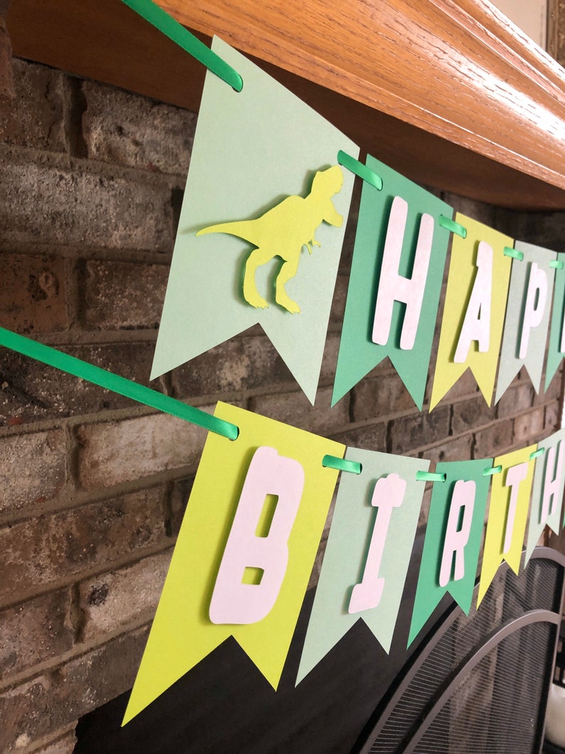 Happy Birthday Dinosaur Banner Dinosaur Themed Decor | Etsy