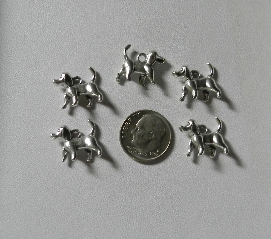Cute Tiny Silver Dog 3D Charms 2 Pieces V4941 - Etsy
