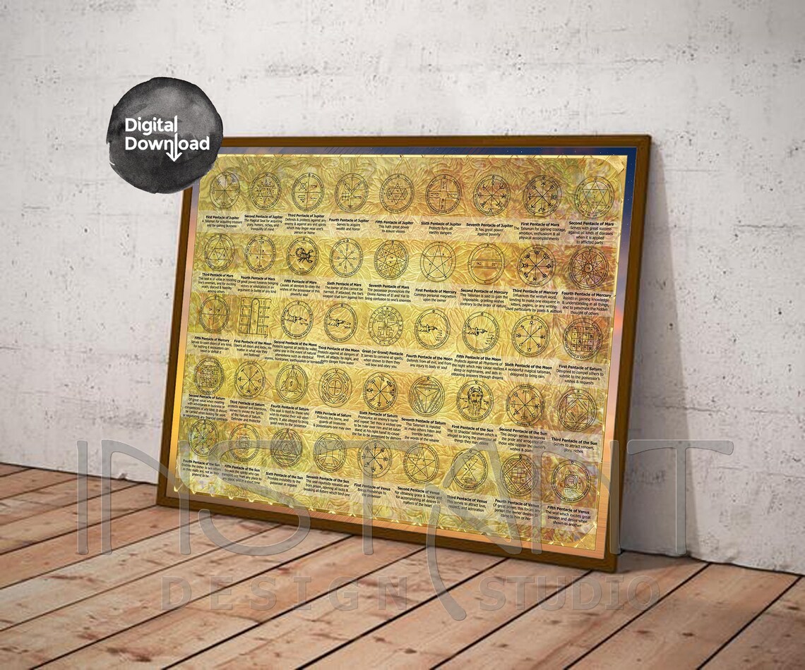 King Solomon Pentacles Seals Keys 45 chart meanings Wall Art | Etsy