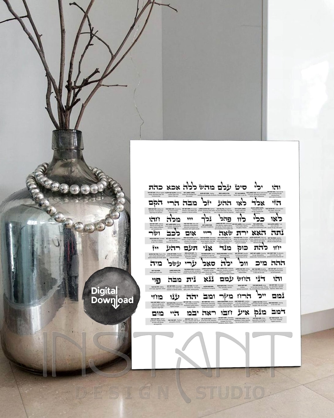 72 names of God Print Chart Meanings Kabbalah Poster | Etsy