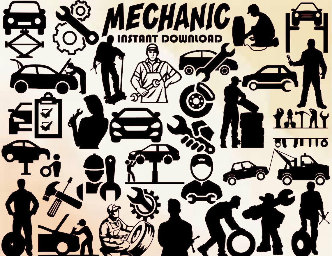 Car Mechanic Svg Bundle, 30 Images, Vehicle Svg, Mechanic Svg, Mechanic ...