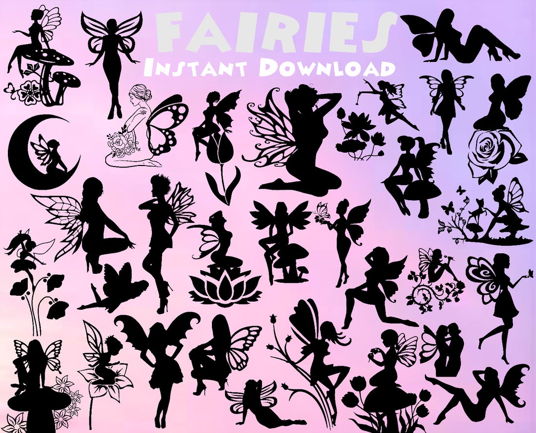 Fairy Bundle SVG, 30 Images, Fairies Svg, Moon Fairy Svg, Fairy Garden ...