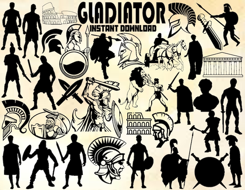 Gladiator SVG Bundle, Rome Warrior Graphics (instant Download) - Etsy