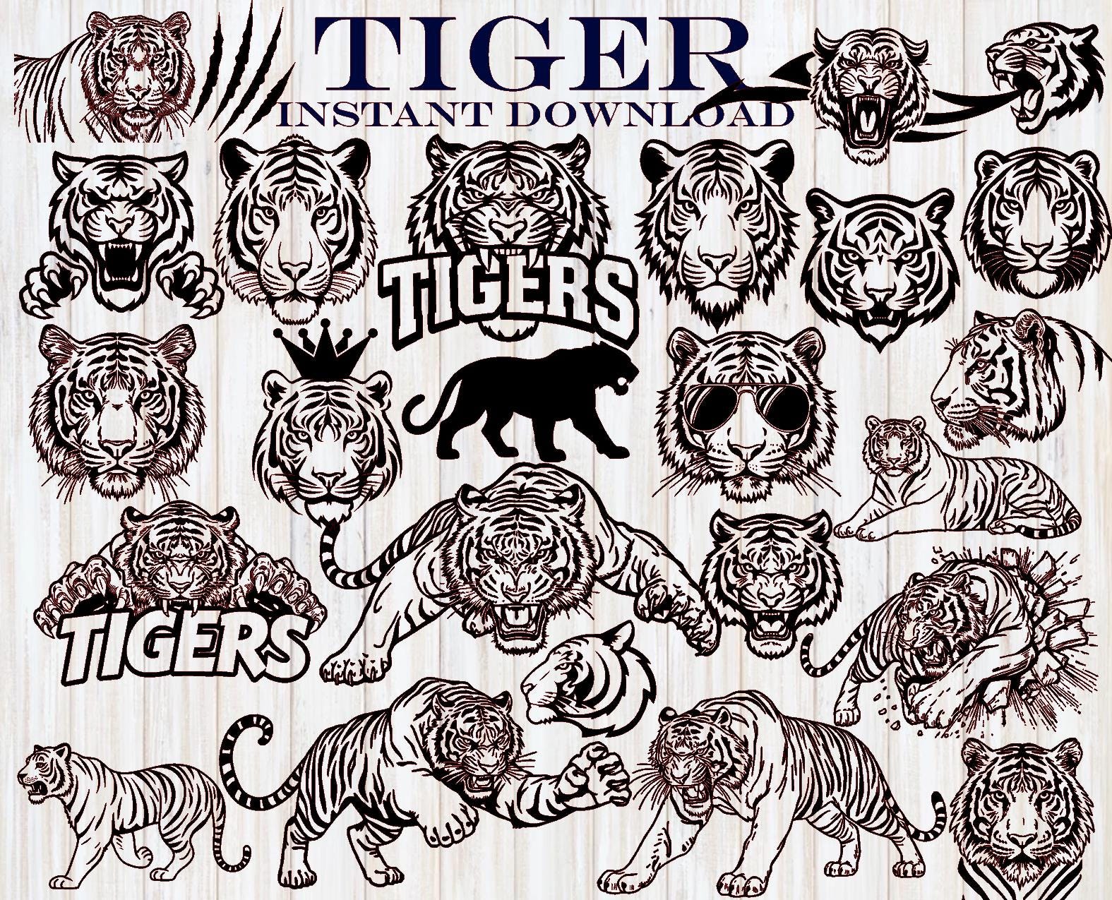 Tiger Silhouettes Bundle, 25 Images, SVG PNG Vector (digital Download ...