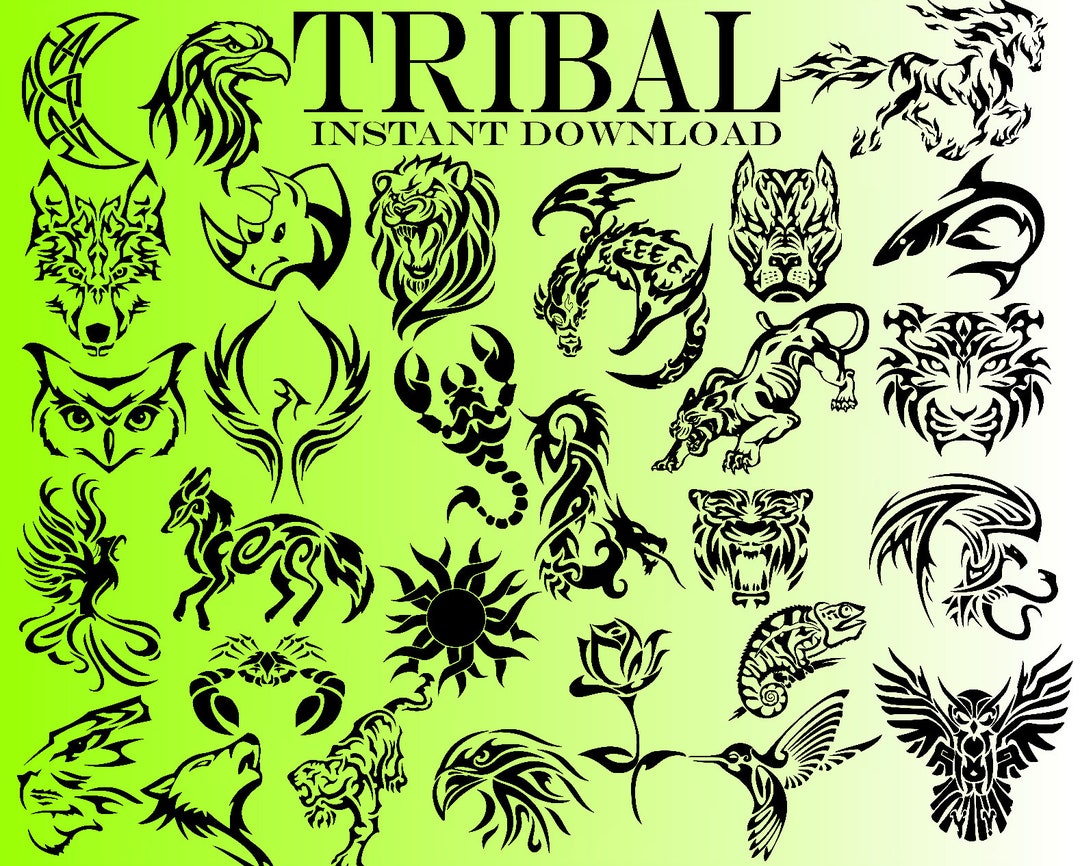Tribal Bundle svg, 30 images, tribal svg, animal SVG, animal silhouette ...