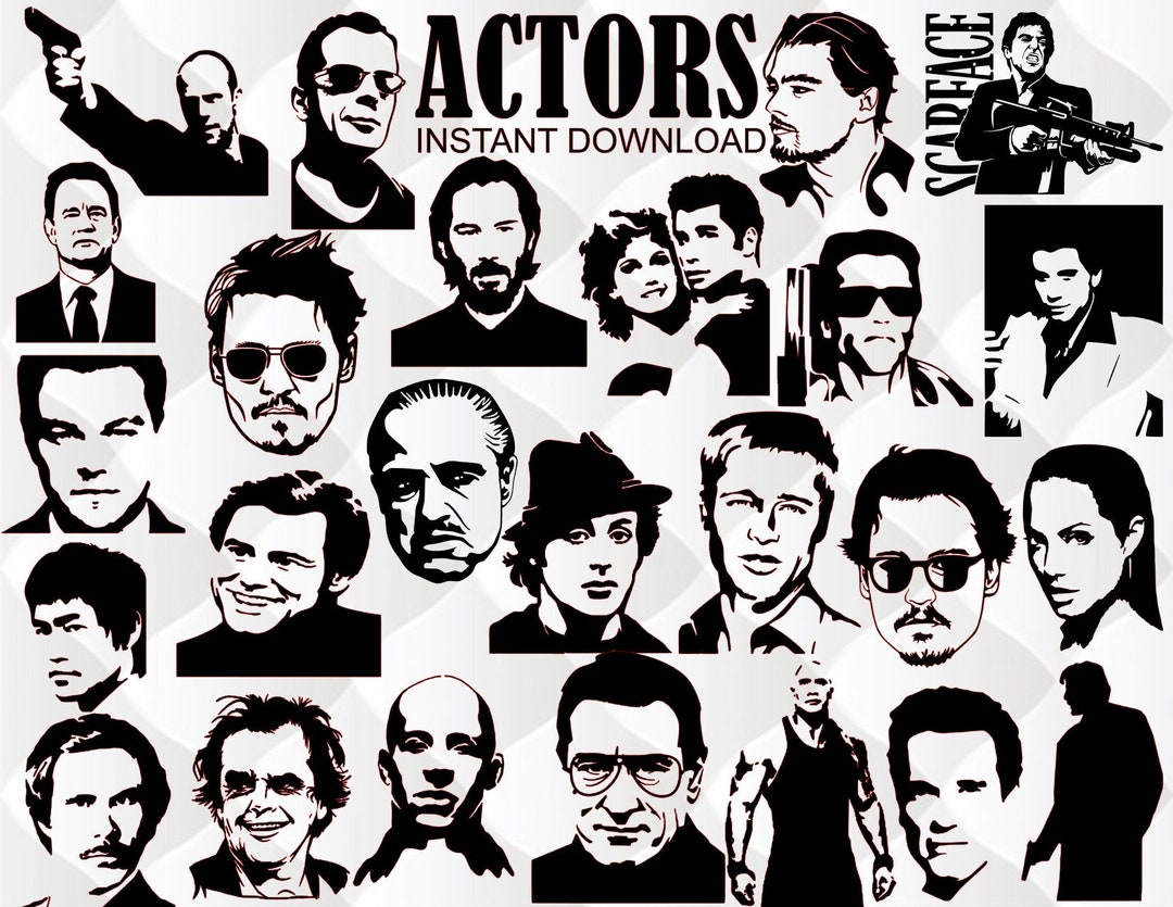 Actors SVG Bundle, 25 Images, John Travolta Svg, Vin Diesel Svg, Keanu ...