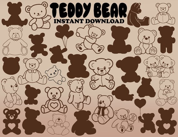 Teddy Bear SVG Bundle 34 Images Teddy Bear Vector Teddy - Etsy Australia