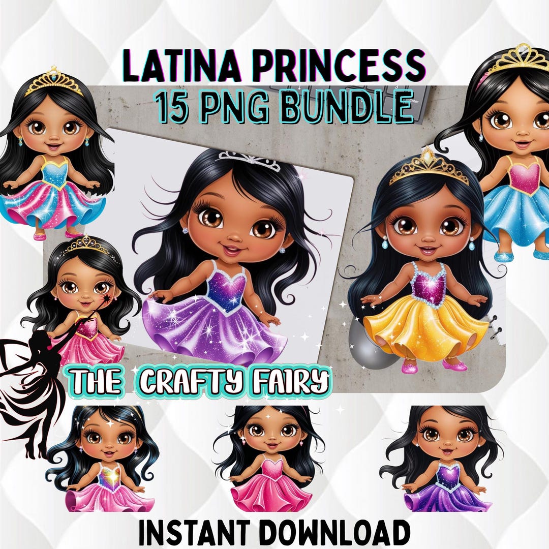 Latina Princess Clipart, Nursery Art PNG Bundle (digital Download) - Etsy