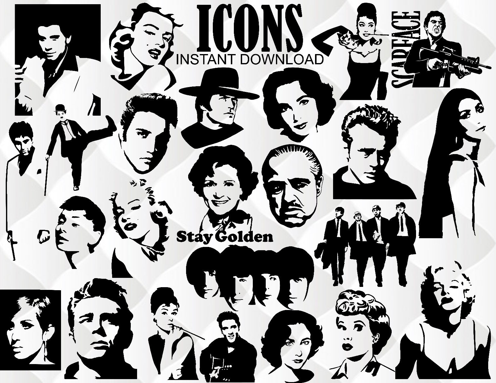 Hollywood Icons SVG Bundle, 24 Images (digital Download) - Etsy