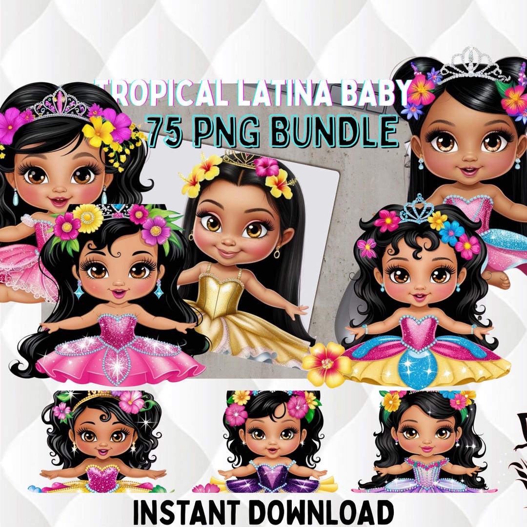 75 Adorable Tropical Flower Princess PNG, Vibrant Latina Princess Baby ...