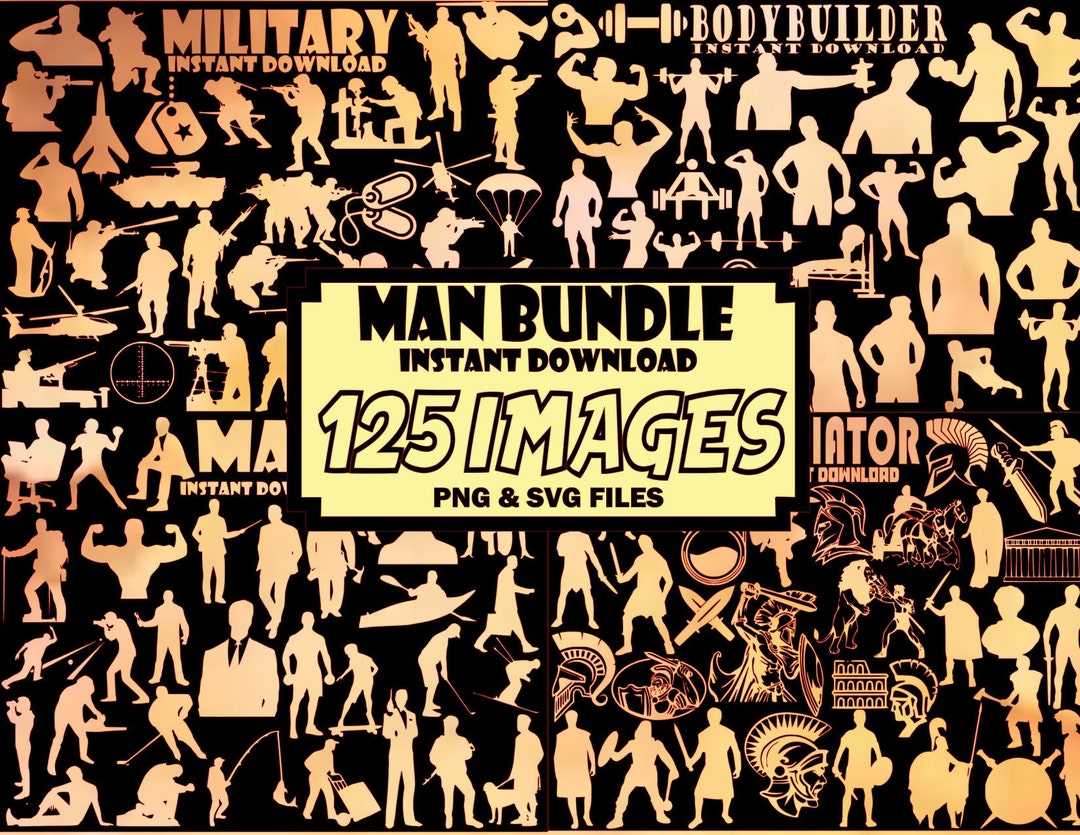 125 Man Svg Bundle, Man Svg, Military Svg, Gladiator Svg, Bodybuilder ...