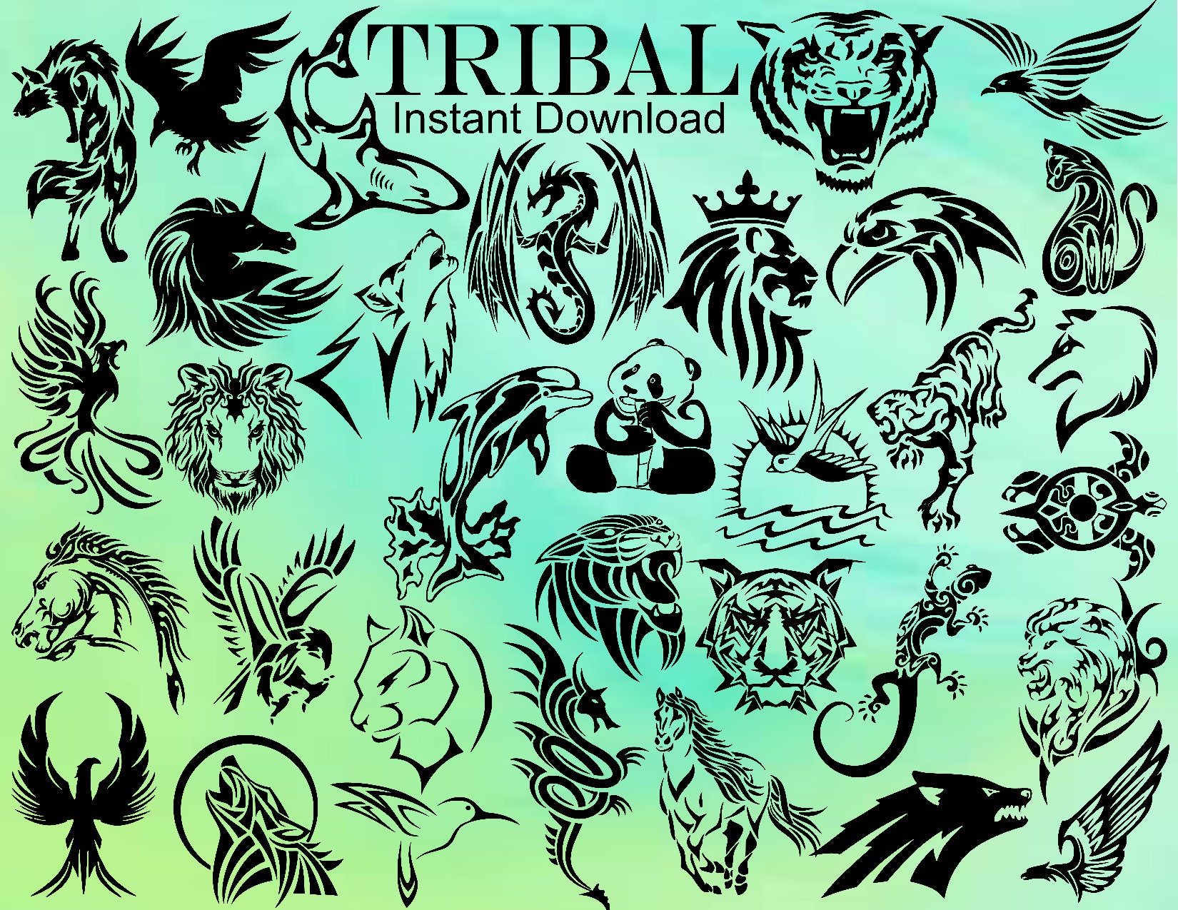 Tribal Animal Bundle Svg, 32 Images, Tribal Svg, Animal SVG, Animal ...