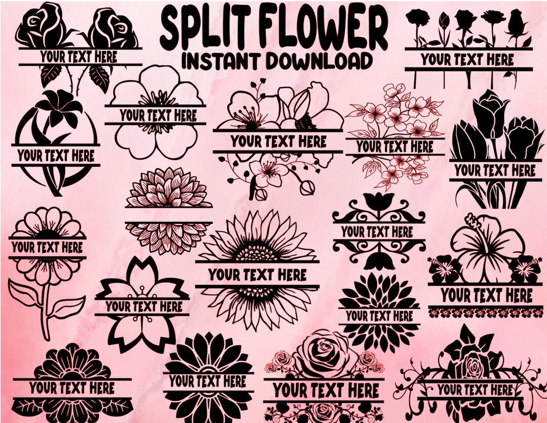 Split Flower Design Bundle, 18 Images, Flower SVG, Assorted Flowers Svg ...