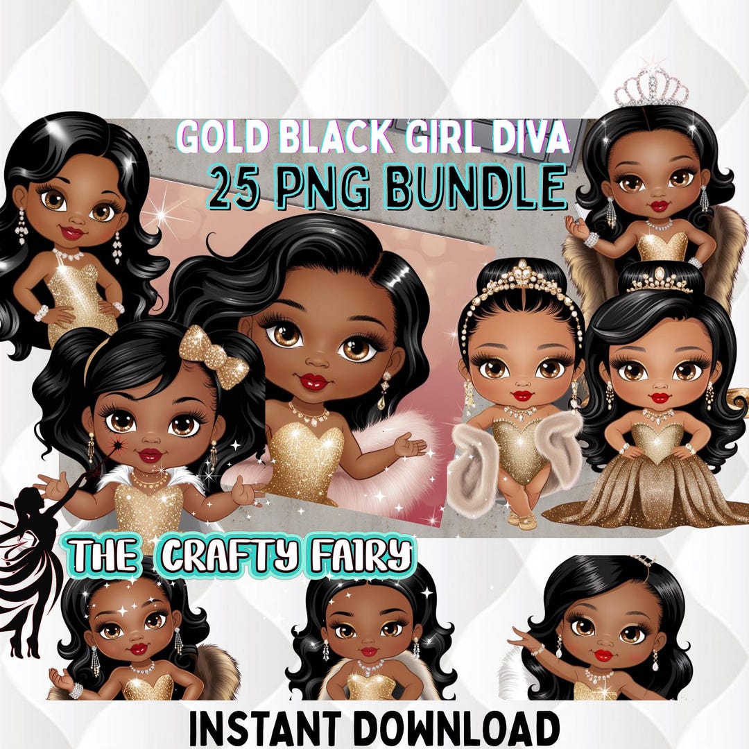 25 Fashion African American Diva Png, Black Girl Clipart, Gold Themed ...