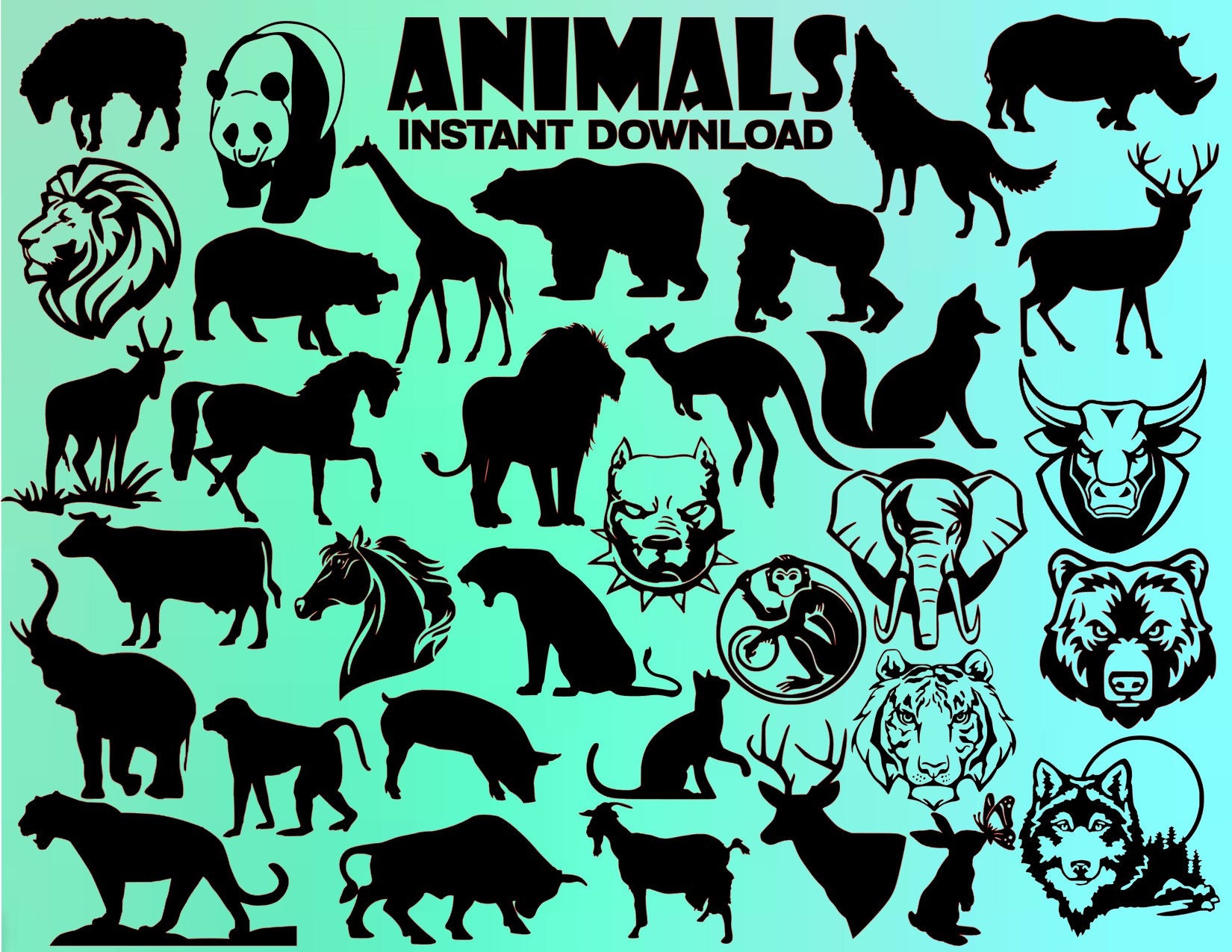 Animal SVG Bundle , 34 Images, Wolf Svg, Bear Svg, Deer Svg, Animal Svg ...