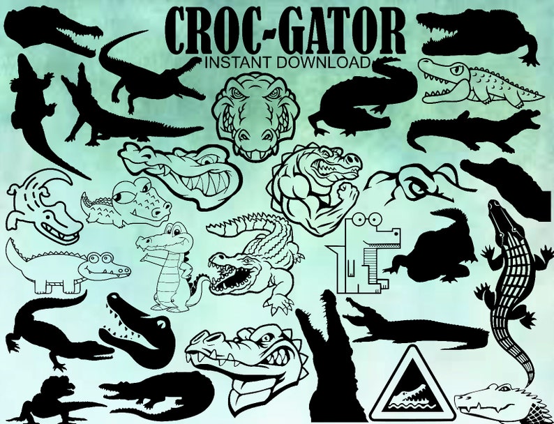 Crocodile - Alligator Svg Bundle, 30 Images, Alligator Svg, Crocodile ...