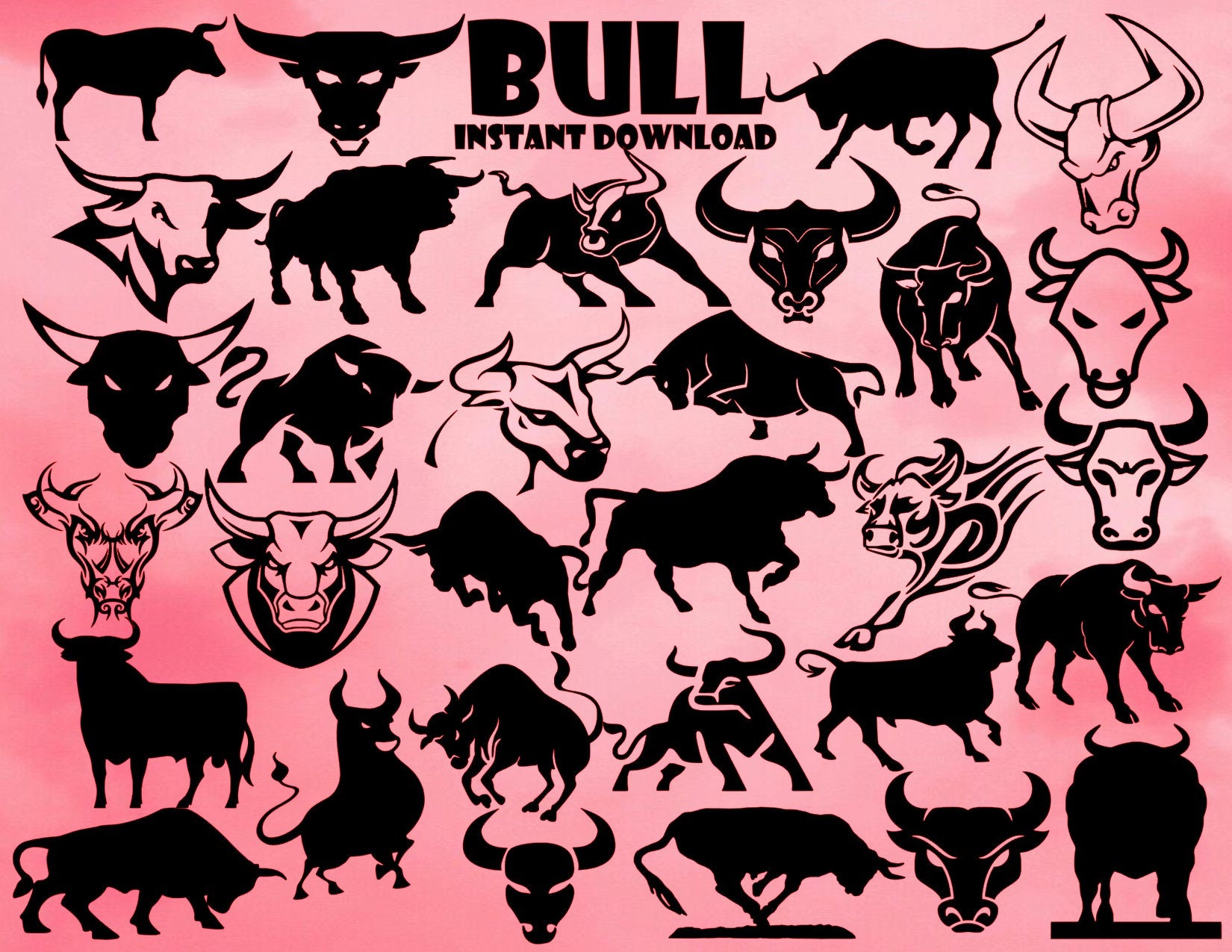Bull Bundle SVG File, 30 Images, Bull Svg, Bull Png Files, Toro Svg ...