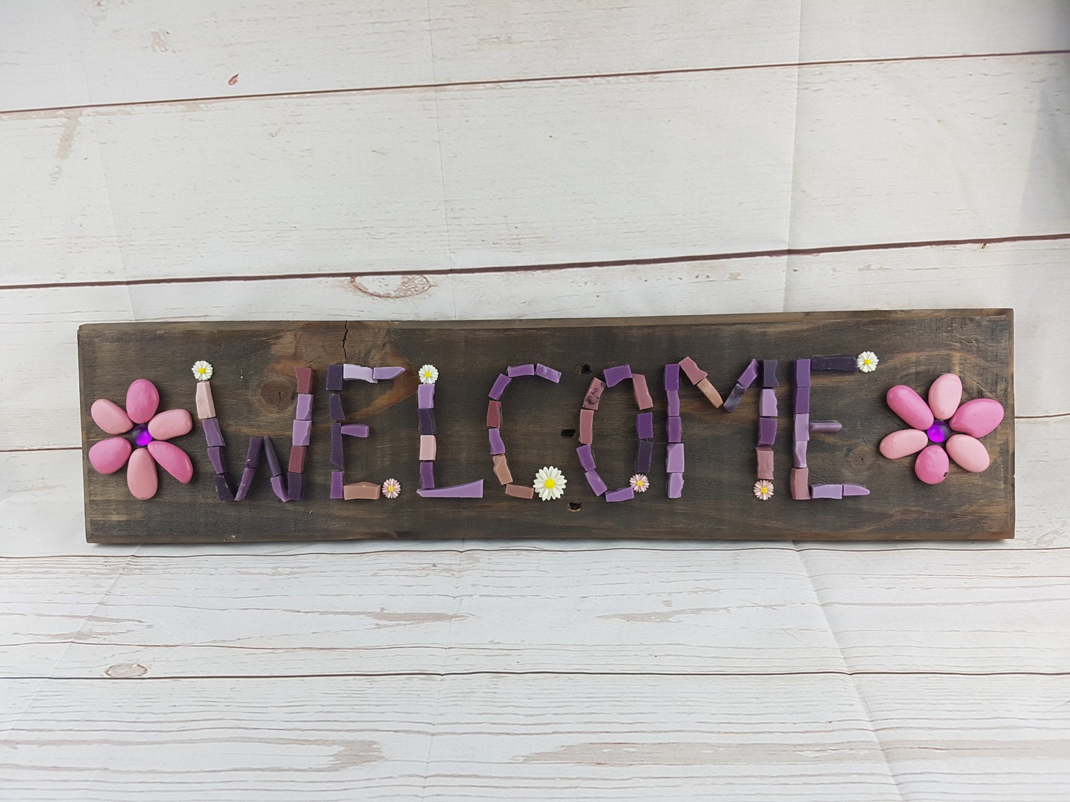 Welcome Sign. Rustic Recycled Timber Welcome Sign, Wording in Smalti ...