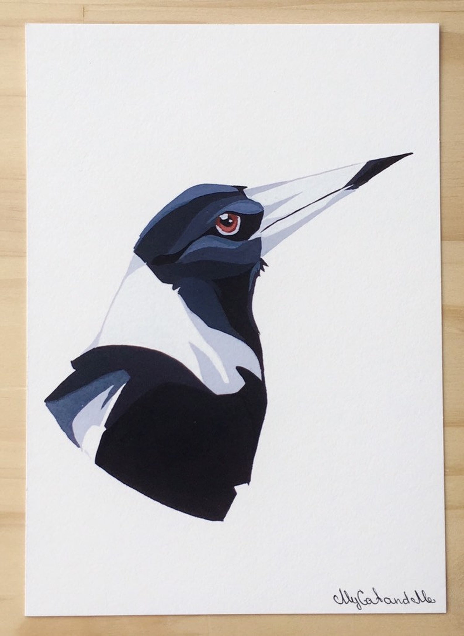 Magpie Print Magpie Painting Australian Magpie Australian - Etsy