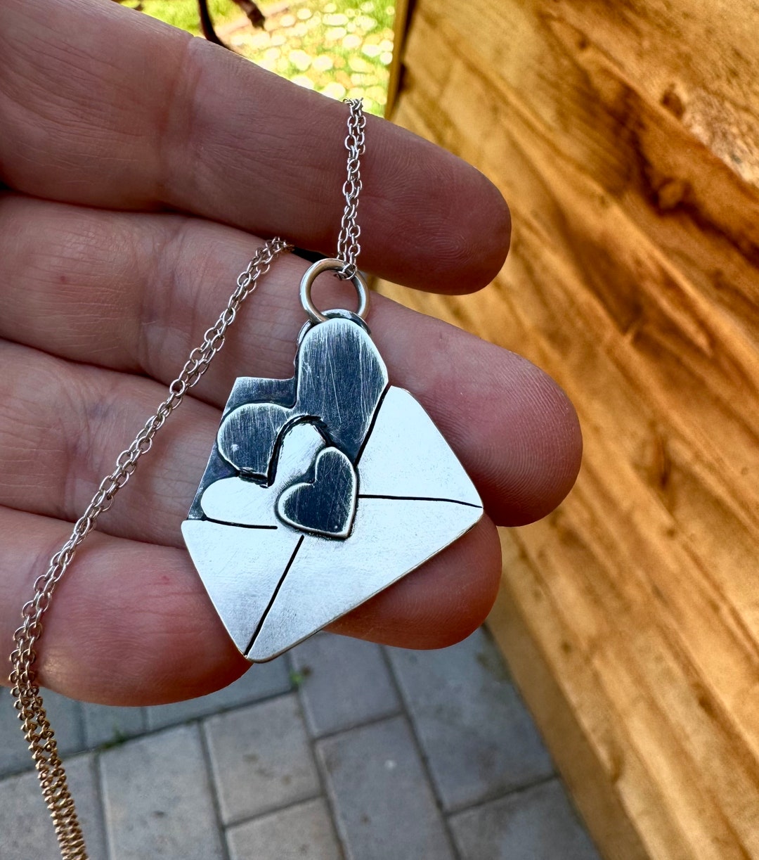 Gorgeous Hand Crafted Love Letter Talisman Pendant Accent Sterling ...