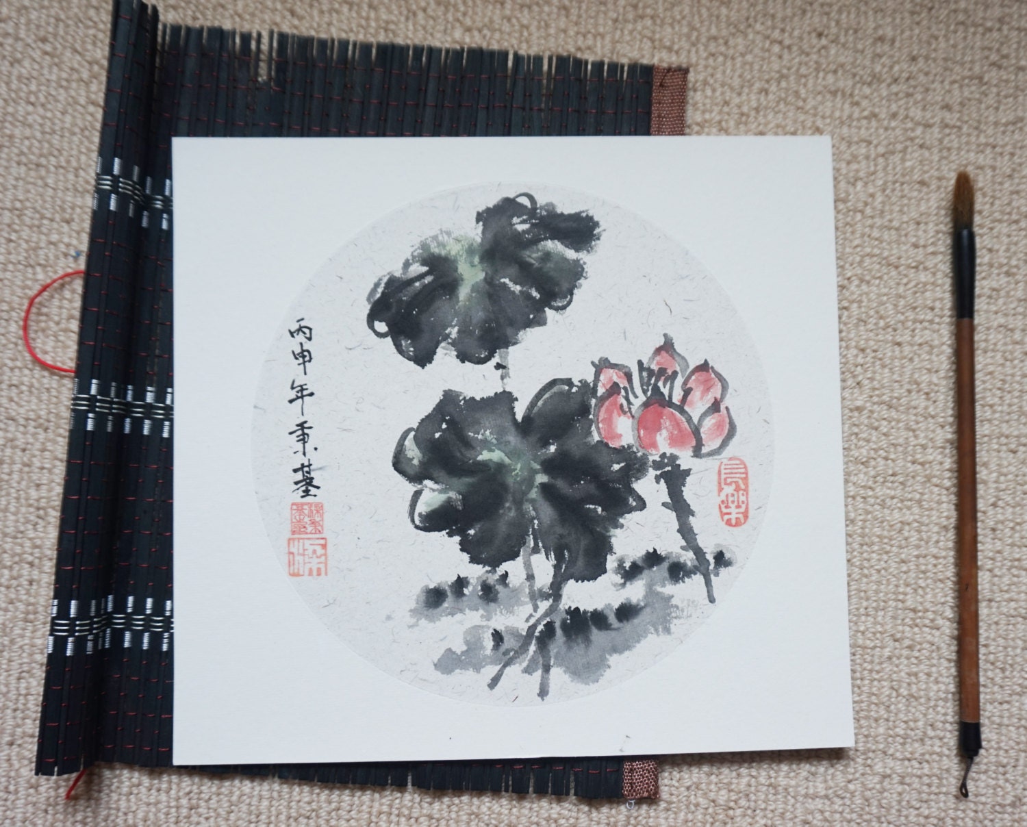 Original Chinese Ink and Wash Painting Zen Lotus Flower | Etsy