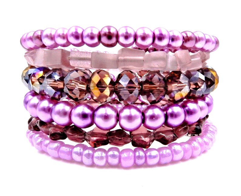 Purple Beaded Bracelet Purple Memory Wire Wrap Bracelet - Etsy