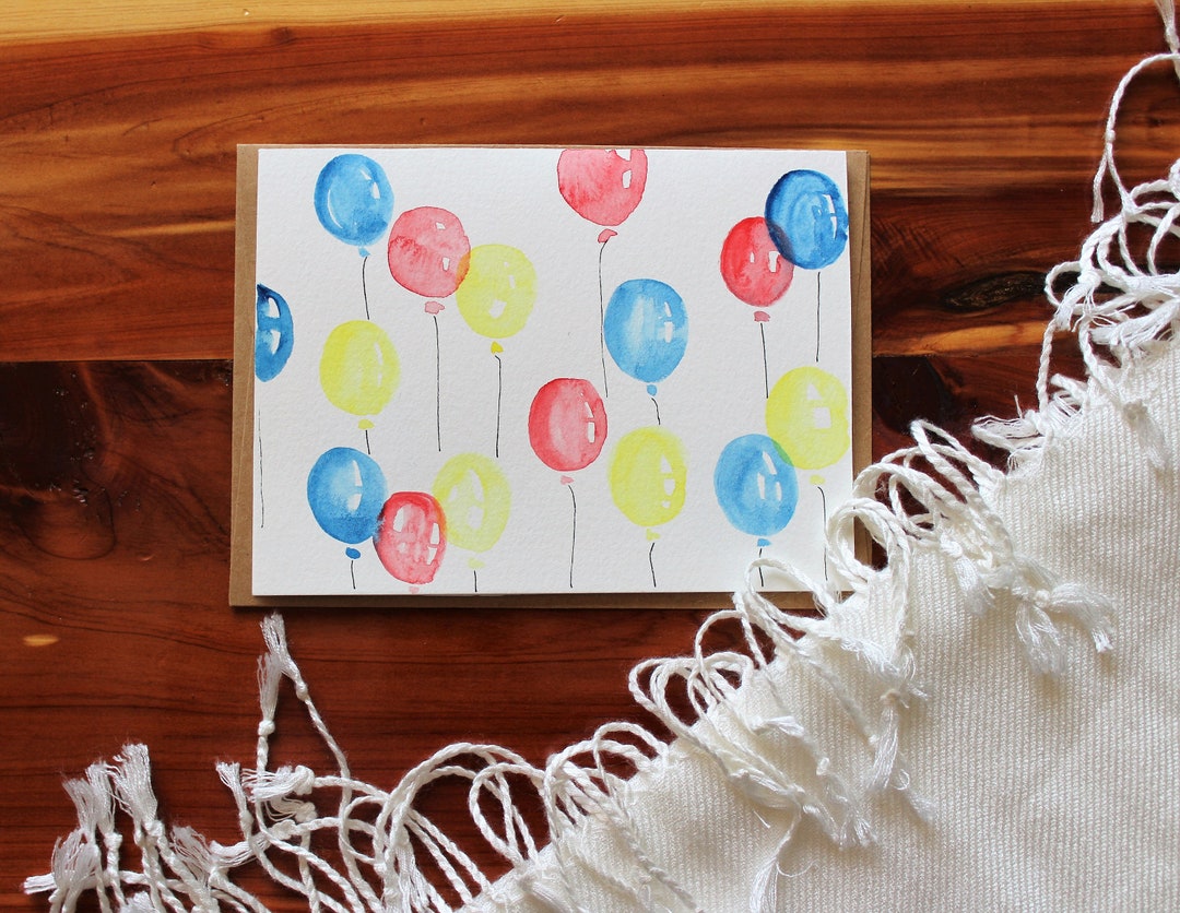Balloon Card, Neutral Birthday Card, Balloon Birthday Card, Simple ...