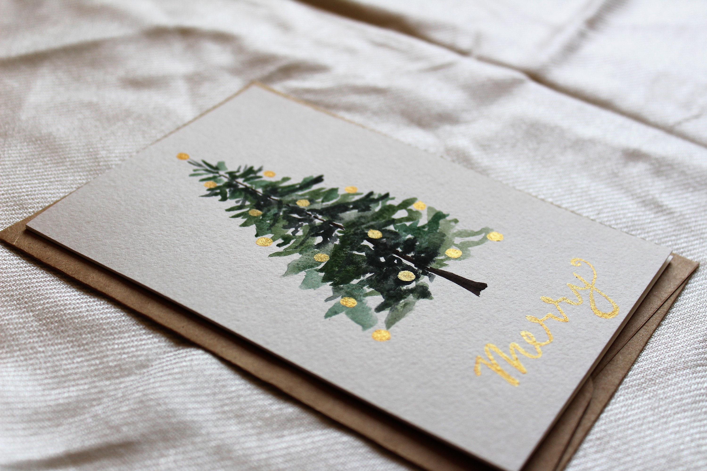 Christmas Tree Card, Christmas Card, Holiday Tree Card, Watercolor ...